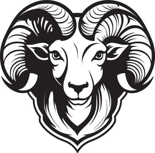 Classic courage ram head vintage logo design Vector Image
