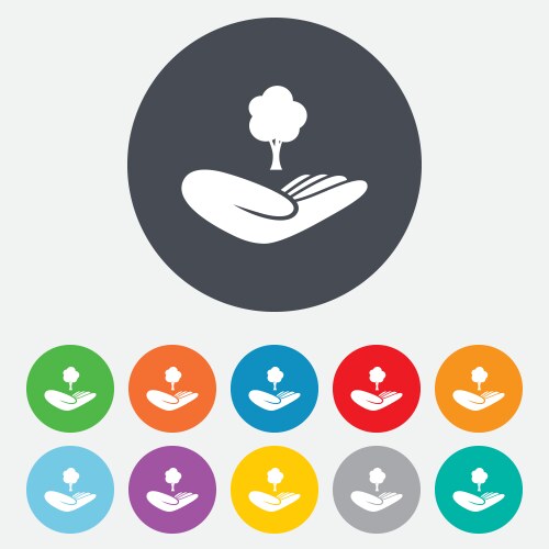 Save forest sign hand holds tree symbol Royalty Free Vector