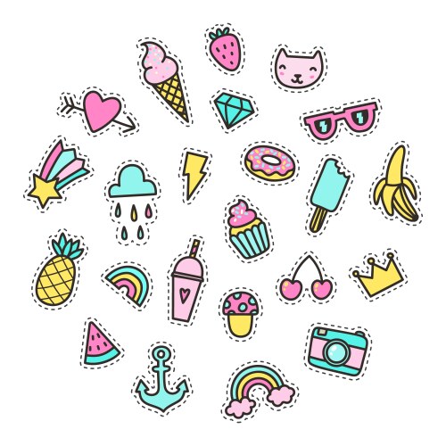 Set of cute cartoon stickers Royalty Free Vector Image