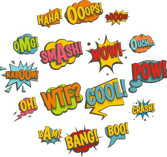 Set comic sound speech effect bubbles Royalty Free Vector