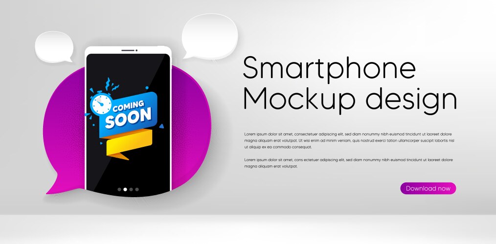 Coming soon paper banner timer announcement tag Vector Image