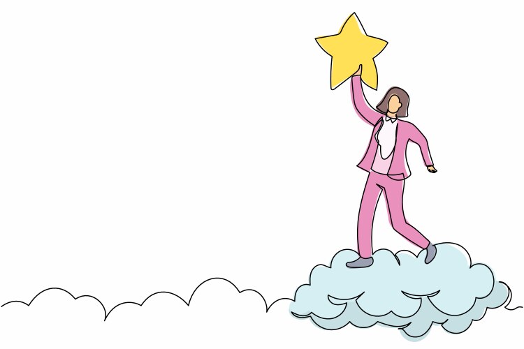 Continuous one line drawing happy successful Vector Image