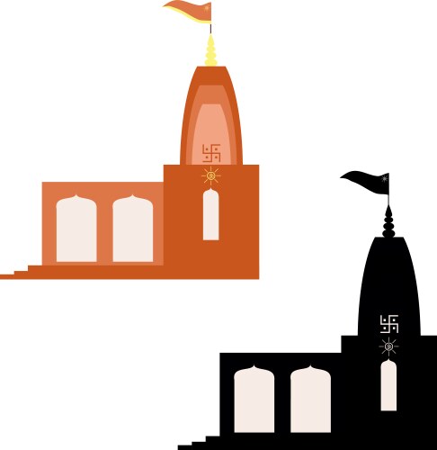 Hindu mandir india with hindi text meaning Vector Image