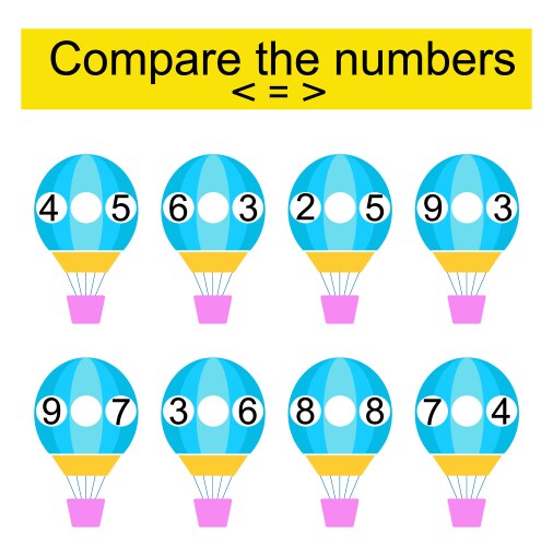 Comparing numbers less than greater equal Vector Image