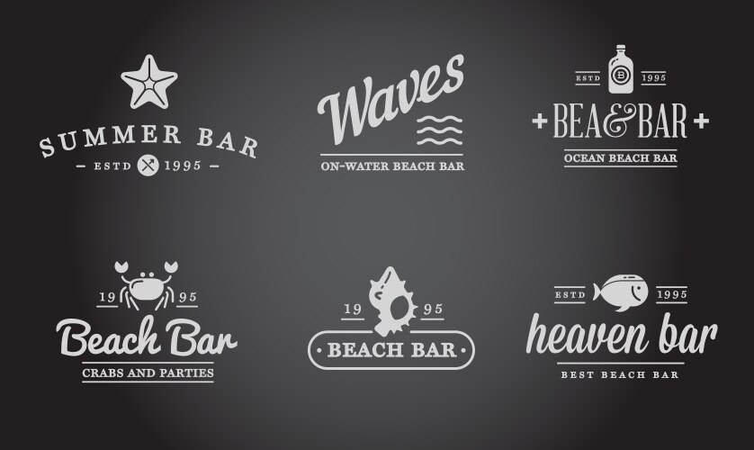 Set seafood logos for fish shop and restaurants Vector Image