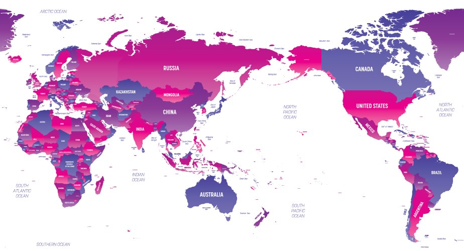 World map australia centered Vector Images & Graphics for Commercial ...