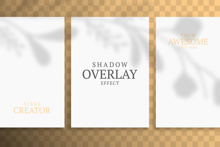 Shadow overlay plant mockup a4 paper sheets Vector Image