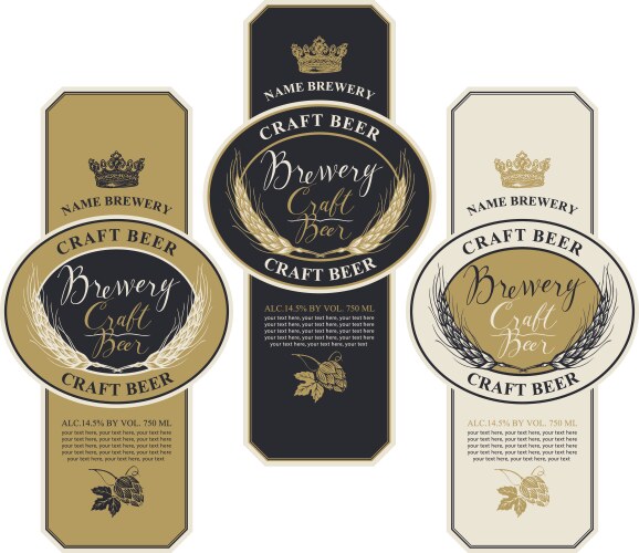 Set of beer labels with brewery production Vector Image
