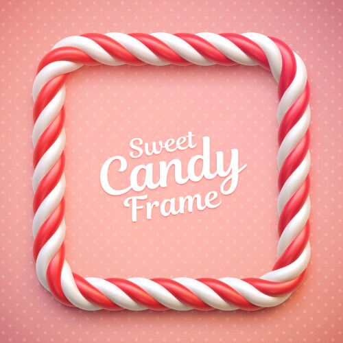 Candy cane square frame on white background Vector Image