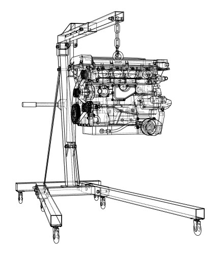 Hydraulic engine hoist lift motor in maintenance Vector Image