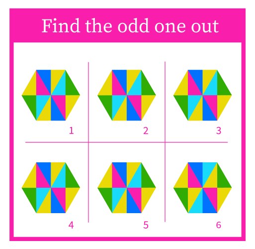 Find the odd one out logic puzzle for children Vector Image