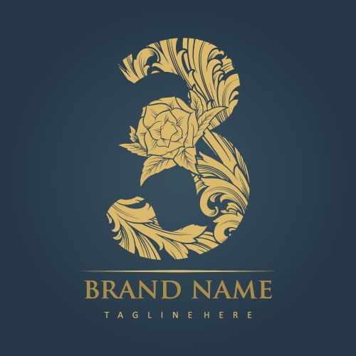 Floral Number Monogram Vector Images (over 620)
