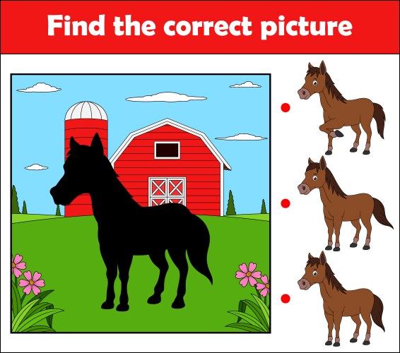 Find the correct picture education game Royalty Free Vector