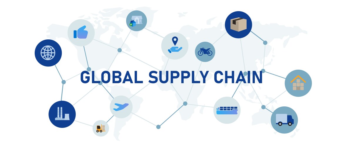 Supply chain infographic templates with connected Vector Image