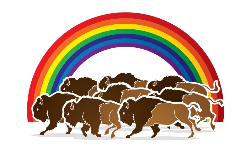 Group of buffalo running graphic Royalty Free Vector Image