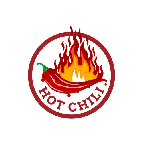 Hot chilli logo food label or sticker concept Vector Image