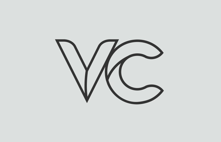 Vc v c alphabet letter combination digit white Vector Image
