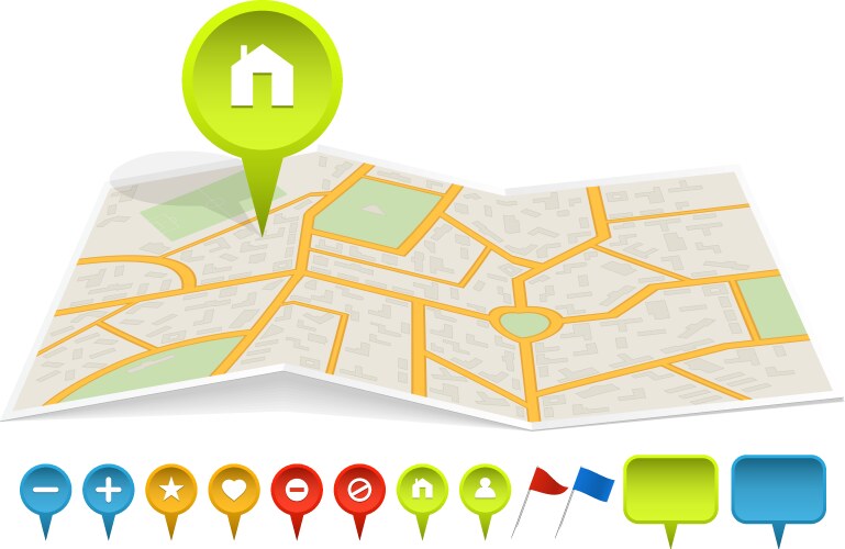 City map with labels Royalty Free Vector Image