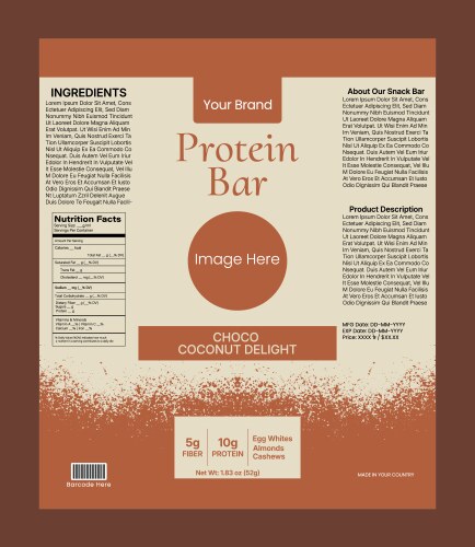 Protein bar label template Royalty Free Vector Image