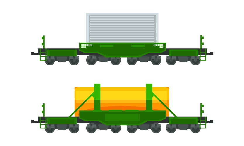 Railway vehicles set side view locomotive Vector Image
