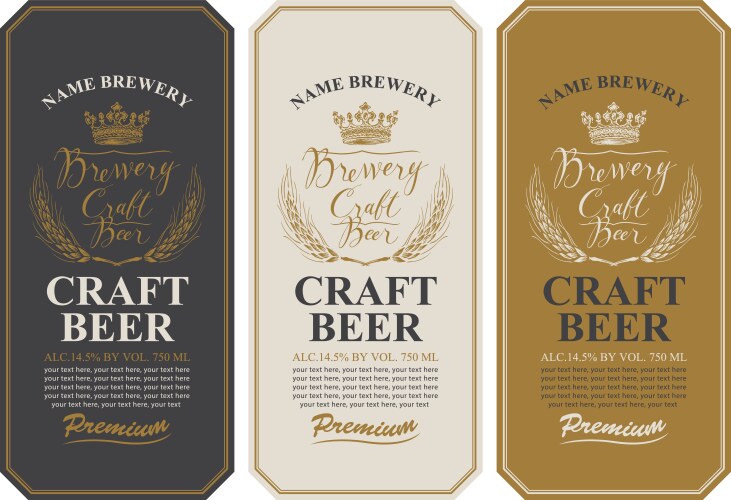 Set of beer labels with brewery production Vector Image