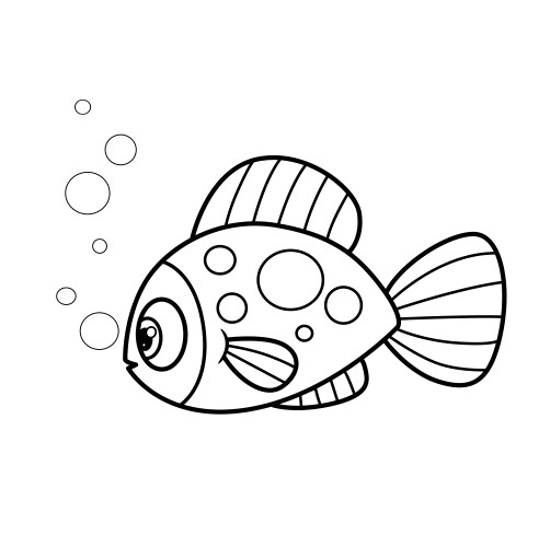 Cartoon sea fish outlined for coloring page Vector Image