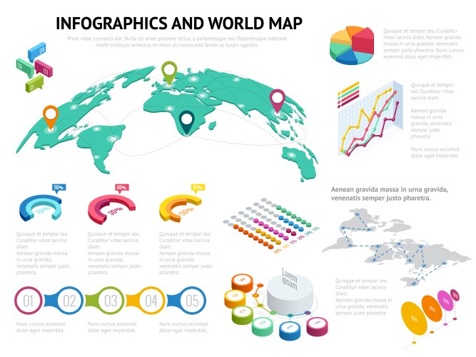 World map infographics geometric concept design Vector Image