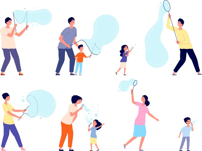 Kids playing girl blowing bubbles Royalty Free Vector Image