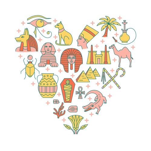 Egypt icons set in thin line style Royalty Free Vector Image