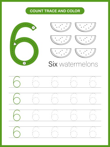 Number trace and colour worksheet 1 Royalty Free Vector