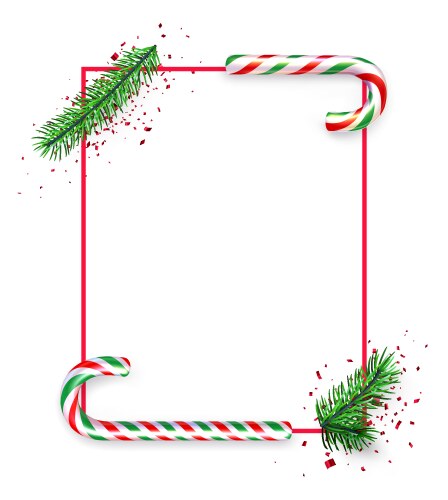 Christmas white red green candy canes frame Vector Image