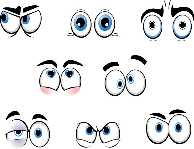 Cartoon funny eyes faces set Royalty Free Vector Image