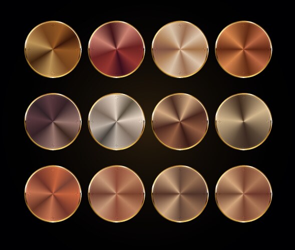 Gradients set template metallic texture radial Vector Image