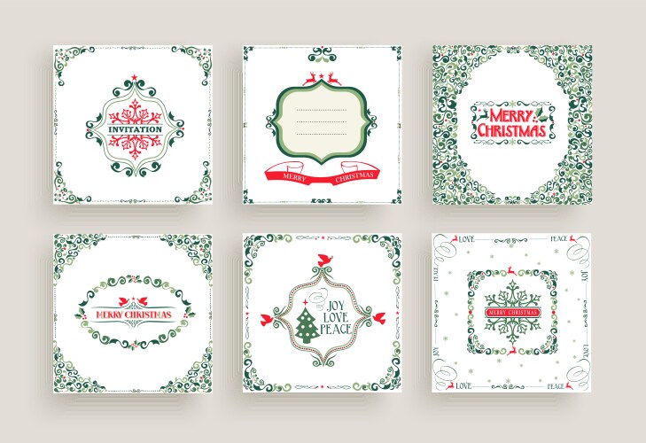 Vintage christmas set of design elements Vector Image