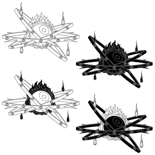 Throne type angel with burning eye Royalty Free Vector Image