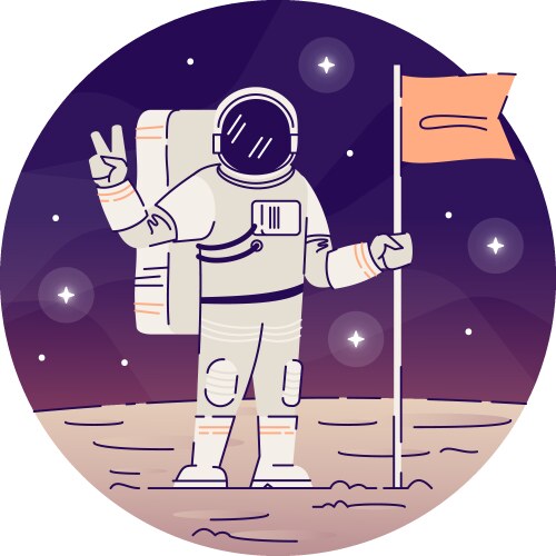 Cosmonaut and planet poster Royalty Free Vector Image
