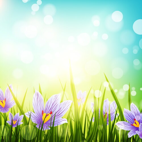Nature scene background with flowers on hills Vector Image