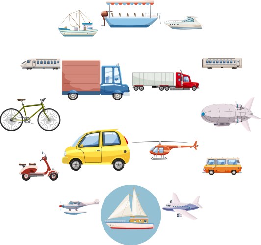 Cartoon transportation vehicle characters big set Vector Image