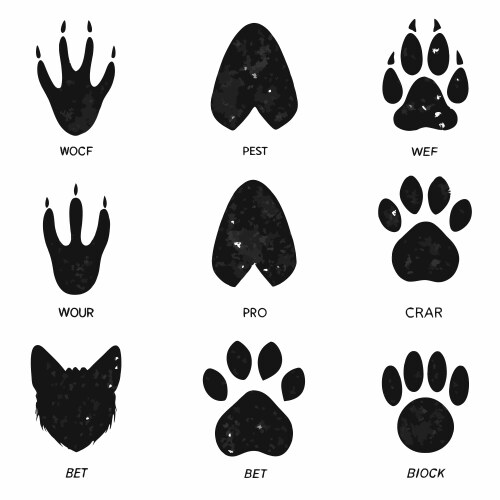 Detailed animal tracks chart for wildlife Vector Image