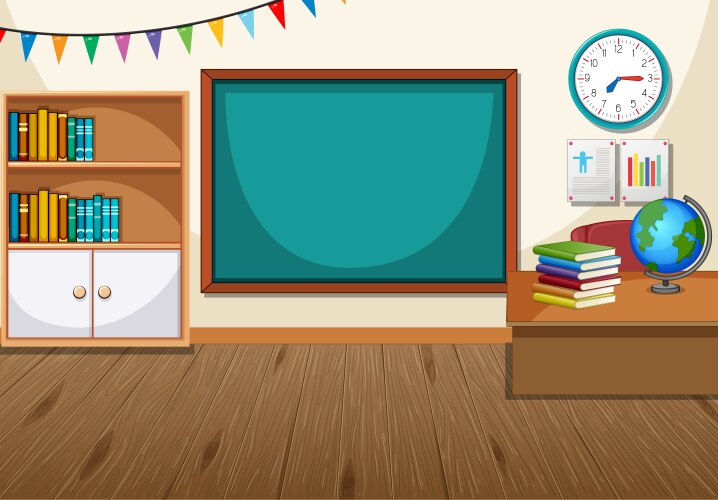 Empty interior classroom scene Royalty Free Vector Image