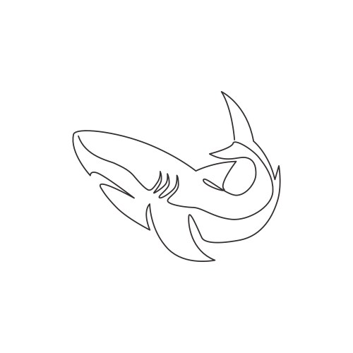 Single one line drawing sharks fish shark animals Vector Image