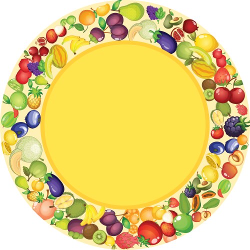 Fruit and vegetable round frame template Vector Image