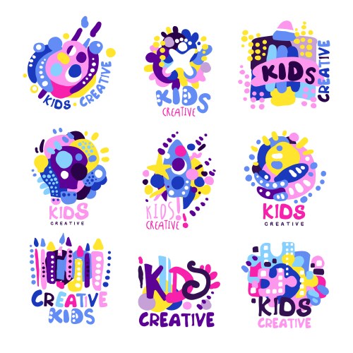 Kids logo set collection of club Royalty Free Vector Image