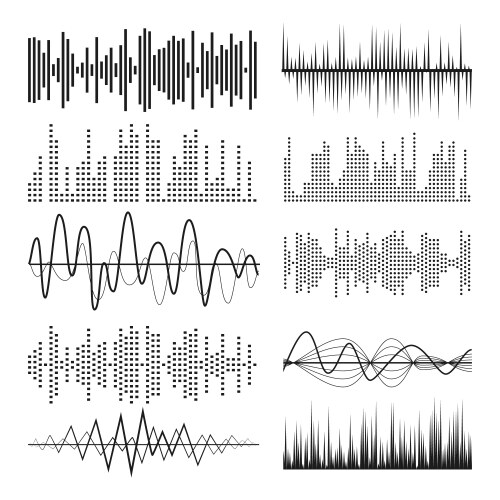 Waveform shape soundwave audio wave graph set Vector Image
