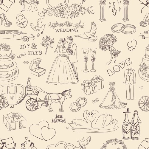 Seamless wedding patterns Royalty Free Vector Image