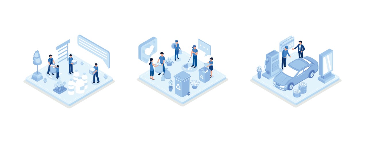 Character collecting plastic and other Royalty Free Vector