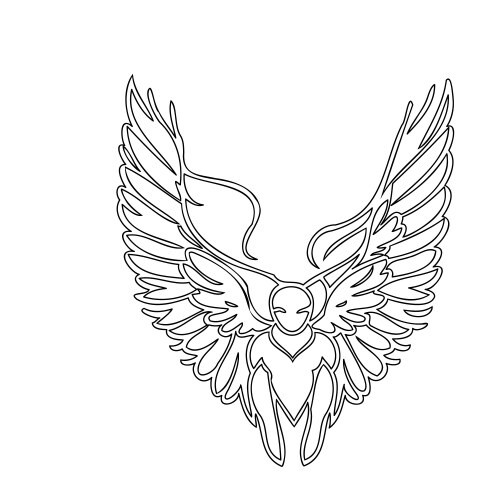 Cupid wings outline sketch Royalty Free Vector Image