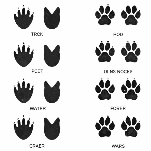 Detailed animal tracks chart for wildlife Vector Image
