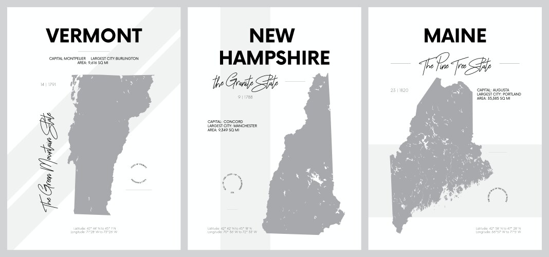 Posters with highly detailed silhouettes maps Vector Image