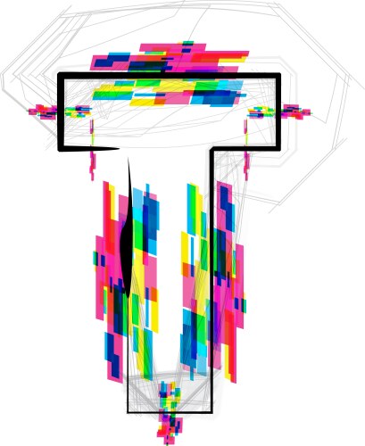 Colorful grunge font letter t Royalty Free Vector Image